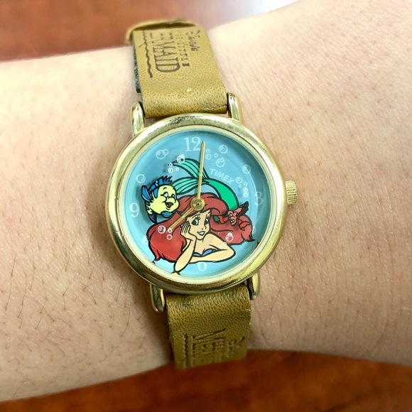 Disney | Accessories | Rare Vintage Disney Little Mermaid Timex Leather ...